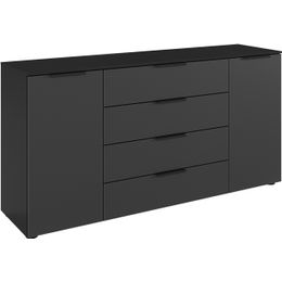 Kommode "Kommode Sideboard Schubladenkommode SERINA eleganter Eyecatcher", schwarz, schwarz mattglas, B:160cm H:81cm T:42cm, Holzwerkstoff, LeGer Home by Lena Gercke, Sideboards, Kommode, mit 4 Schubk&auml;sten und 2 T&uuml;ren sowie Metallgriffen MADE IN GERMANY