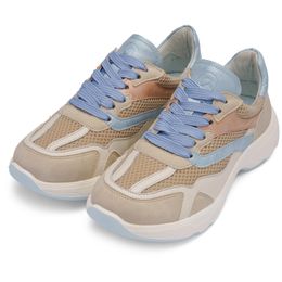 Keilsneaker Ara "BOSTON", Damen, Gr. 38, hellbeige, pastellfarben, Glattleder, Lederimitat, Textil, Schuhe Keilsneaker, Freizeitschuh, Halbschuh, Schn&uuml;rer mit Logopr&auml;gung, Weite H