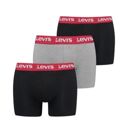 Levi's Boxershorts LEVI'S "LEVIS MEN REPEAT LOGO BOXER BRIEF", Herren, Gr. XL, schwarz, grau combo, Obermaterial: 95% Baumwolle, 5% Elasthan, k&ouml;rpernah, Unterhosen Boxershorts