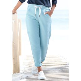 Sweathose ELBSAND "Brinja", Damen, Gr. S (36), N-Gr, aquamarine, Sweatware, Obermaterial: 95% Baumwolle, 5% Elasthan, unifarben, figurumspielend lang, Hosen Sweathose, mit Taschen und breiten Kordeln, Jogginghose, l&auml;ssige Passform, Topseller