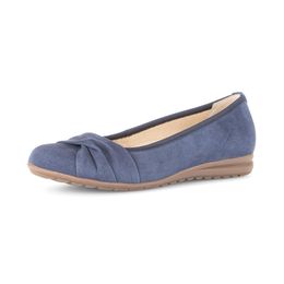 Ballerina Gabor "FLORENZ", Damen, Gr. 36, blau, Ziegenveloursleder, Schuhe Ballerina, Businessschuh, Slipper, Schlupfschuh mit Zierriegel, Weite G (=weit)