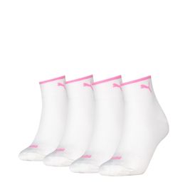 Kurzsocken Puma "Puma WOMEN QUARTER 4P ECOM", Damen, Gr. 39-42, wei&szlig;, pink splash, Baumwollmischung, normal, Socken Kurzsocken, mit atmungsaktivem Materialmix