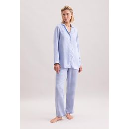 Pyjama Seidensticker, Damen, Gr. 44, blau, 100% Modal, gestreift, Homewear-Sets Pyjama