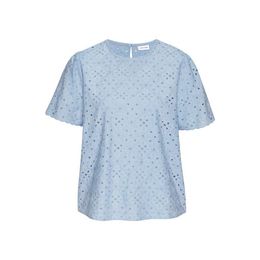 Lascana Kurzarmbluse blau Gr. 44 f&uuml;r Damen. Mit Rundhals. Figurumspielend. Nachhaltig.