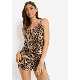 LSCN BY LASCANA Shorty mehrfarbig Gr. 48/50 f&uuml;r Damen. V-Ausschnitt und Allover-Druck. Schmal. Nachhaltig.