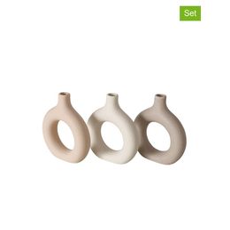 Boltze 3er-Set: Vasen "Lanyo" in Beige/ Creme/ Hellbraun - (H)12 cm - 29% | Kerzen-vasen