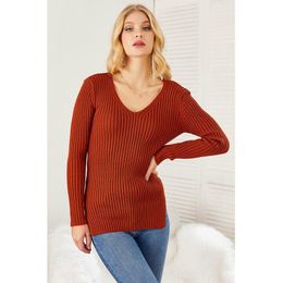 Milan Kiss Pullover in Rostrot - 65% | Gr&ouml;&szlig;e M | Damen-pullover-cardigans