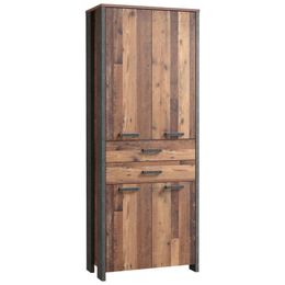 Mid.you Aktenschrank, Braun, Dunkelgrau, Holzwerkstoff, 3 F&auml;cher, 2 Schublade(n) Schubladen, 86x221x42 cm, Typenauswahl, Arbeitszimmer, Aktenschr&auml;nke