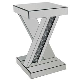 Xora Beistelltisch, Silber, Glas, Holzwerkstoff, rechteckig, eckig, Sockel, 30x50x30 cm, Wohnzimmer, Wohnzimmertische, Beistelltische, Glas-Beistelltische
