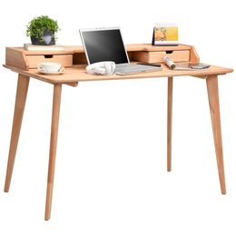 Linea Natura Schreibtisch, Kernbuche, Holz, Kernbuche, massiv, 2 Schublade(n) Schubladen, rechteckig, 65x84.50x120 cm, Kabeldurchlass, Stauraum, Arbeitszimmer, Schreibtische, B&uuml;rotische
