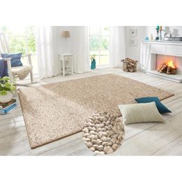 Hanse Home Teppich &raquo;Wolly 2&laquo; rechteckig 12 mm H&ouml;he Flachgewebe, L&auml;ufer, Skandi, Woll-Optik, Esszimmer, Wohnzimmer, Flur beige Kunstfaser