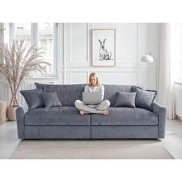 Home Affaire Big-Sofa &raquo;Finka, Breite 247 cm&laquo; Mega-Sofa, Cord oder Chenille-Struktur, mit Federkern & 4 Zierkissen 100% Polyester