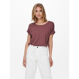 Only Damen Only T-Shirt &raquo;ONLMOSTER &ndash; Kurzarmshirt mit Aufschlag und klassischem Look&laquo; unifarben, casual, regular fit, Viskosemischung, Rundhals braun 