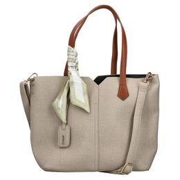 Rieker Damen Henkeltasche, Schultertasche Damen mit abnehmbarem Logo-Anh&auml;nger beige