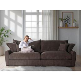Home Affaire Big-Sofa &raquo;Finka, Breite 247 cm&laquo; Mega-Sofa, Cord oder Chenille-Struktur, mit Federkern & 4 Zierkissen 100% Polyester