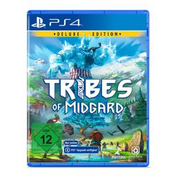 gearbox Spielesoftware &raquo;Tribes of Midgard Deluxe Edition&laquo; PlayStation 4 nur Online blau Baue &uuml;berall: Baue Strukturen, um Klippen zu erreichen, Fl&uuml;sse zu 