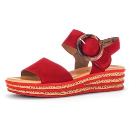 Gabor Damen , Plateau, Sommerschuh, Sandale mit trendigem Zierschnalle rot 42
