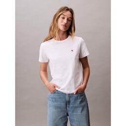 Calvin Klein Jeans Damen T-Shirt &raquo;SS MONOGRAM CREW TEE&laquo; Mit Rundhalsausschnitt wei&szlig; M (40)