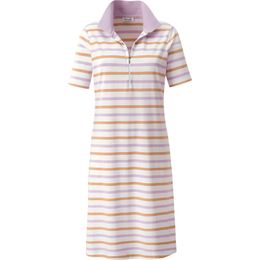 CR&Eacute;ATION L Damen Polokleid im garngef&auml;rbten Ringel-Dessin flieder-camel-geringelt Gr&ouml;&szlig;e 50