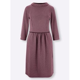 Heine Witt Damen Jerseykleid mit 2 Taschen, schwarz-altrosa-gemustert, Gr&ouml;&szlig;e 50