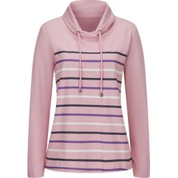 CR&Eacute;ATION L Damen Stehkragenshirt mit Tunnelzug ros&eacute;-geringelt Gr&ouml;&szlig;e 40