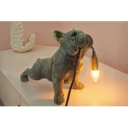 Riess Ambiente Handgefertigte Tischlampe BULLDOG 35cm gold Hunde-Skulptur Riess-Ambiente Glamour Modern