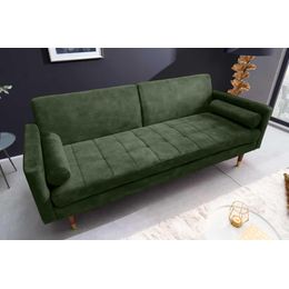 Riess Ambiente Modernes Schlafsofa COUTURE 200cm gr&uuml;n Microvelours 3-Sitzer Couch mit Schlaffunktion Riess-Ambiente Wohnzimmer