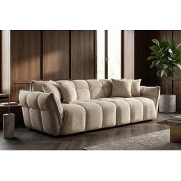 Riess Ambiente Modernes XXL Sofa CLOUD 260cm champagner greige Boucl&eacute; Bigsofa Federkern inkl. Kissen Riess-Ambiente Wohnzimmer