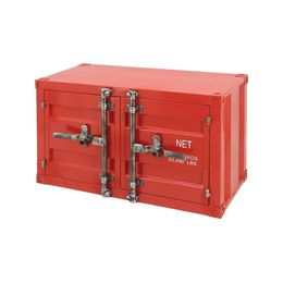 Riess Ambiente Container-Schrank GLOBETROTTER 80cm rot Metall Aktenschrank mit Fl&uuml;gelt&uuml;ren Riess-Ambiente Industrie & Loft Modern