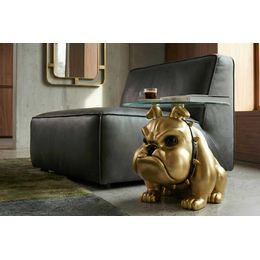 Riess Ambiente Extravaganter Couchtisch BULLDOG 55cm gold rund Metall Hunde-Skulptur Glasplatte Riess-Ambiente Sofatisch Wohnzimmertisch Glamour Modern