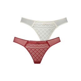 Petite Fleur String Damen Gr&ouml;&szlig;e XS dunkelrot / wollwei&szlig;