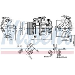 NISSENS Kompressor, Klimaanlage 890717 12V f&uuml;r MERCEDES-BENZ A0008305301 A0008304002 A0008303002