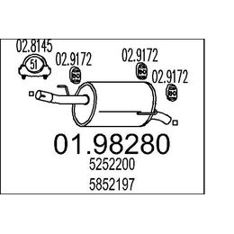 MTS MARKENTECHNIKSERVICEGMBH & CO. KG MTS Endschalld&auml;mpfer 01.98280 f&uuml;r OPEL 93335170 5852197 5252200