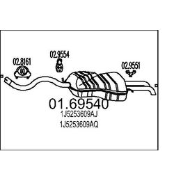 MTS MARKENTECHNIKSERVICEGMBH & CO. KG MTS Endschalld&auml;mpfer 01.69540 f&uuml;r SKODA VW SEAT 1J5253609R 1J5253609AJ 1J5253609Q