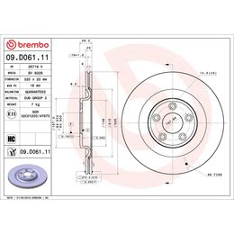 Brembo Bremsscheibe COATED DISC LINE 09.D061.11 hinten rechts links innenbel&uuml;ftet 325mm f&uuml;r JAGUAR C2S27617 C2D61073 C2D27617