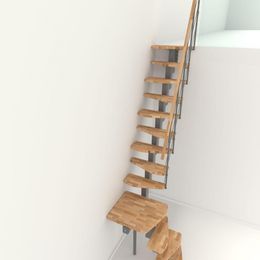 Minka Mittelholmtreppe Quatro Turn 1/4 gewendelt grau Raumspartreppe, lackiert