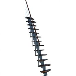 Minka Mittelholmtreppe Quatro grau Raumspartreppe, Walnuss gebeizt & lackiert