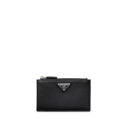 Prada Portemonnaies - Rectangular Zippered Wallet With Triangular Logo P - Gr. unisize - in Schwarz - f&uuml;r Damen