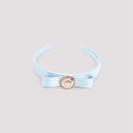 Versace Haarschmuck - Satin-Finish Light Blue Headband With Bow - Gr. unisize - in Blau - f&uuml;r Damen