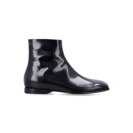 MM6 Maison Margiela Stiefel - Bovine Leather Ankle Boots With Square Toe - Gr. 40 (EU) - in Schwarz - f&uuml;r Damen