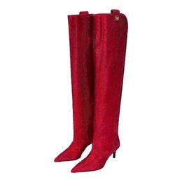 Philipp Plein Stiefel - Stiefel Niedrige Abs&auml;tze Overknee Verziert - Gr. 36 (EU) - in Rot - f&uuml;r Damen