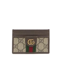 Gucci Portemonnaies - Slim Cardholder Wallet In Beige Monogram Canvas - Gr. unisize - in Grau - f&uuml;r Damen