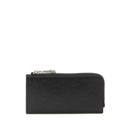 Gucci Portemonnaies - Rectangular Calfskin Wallet With Embossed Interloc - Gr. unisize - in Schwarz - f&uuml;r Damen