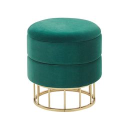 Beliani Pouf ELGIN in Gr&uuml;n/Gold - (W) 37 x (H) 42 x (L) 37 cm | Gr.: onesize
