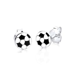 Elli Ohrringe 925 Sterling Silber Fussball in Schwarz | Gr.: onesize
