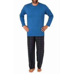 Normann Schlafanzug lang Pyjama Set Flanell Hose - 70927 in blau | Gr.: 48