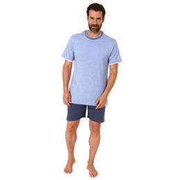 Normann kurzarm Schlafanzug Shorty Loungewear - 72086 in blau-melange | Gr.: 52