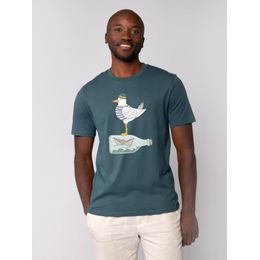 wat? Apparel T-Shirt M&ouml;we mit Hut in Petrol | Gr.: 52