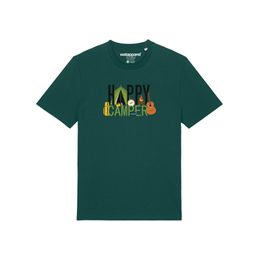 wat? Apparel T-Shirt Happy Camper in Dunkelgr&uuml;n | Gr.: 46