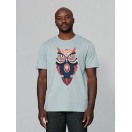 wat? Apparel T-Shirt Colorful Owl in Aloe | Gr.: 46